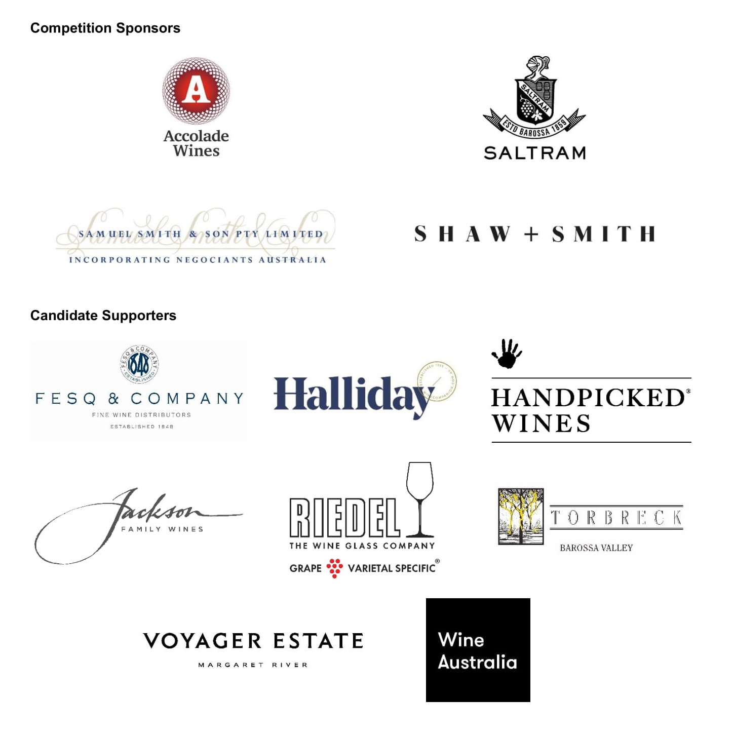 Best Sommelier of Australia 2020 sponsors | Sommeliers Australia